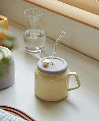 Ceramic Straw Cup with Handle – Bluewhite